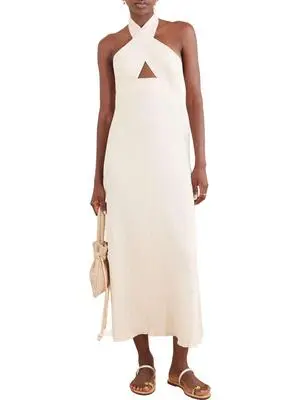 Johanna Ortiz Light Heart' Gauze Halterneck Maxi Dress - Saffron