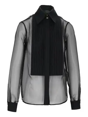 Elisabetta Franchi Long-sleeve Sheer Shirt - Black
