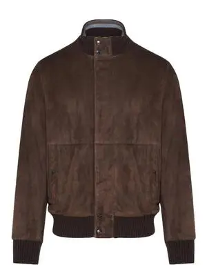Paul & Shark Suede Bomber Jacket - Brown