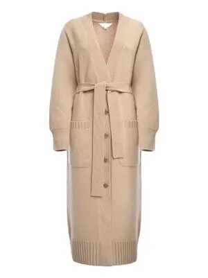 Malo Luxury Cashmere Long Cardigan - Light Sand