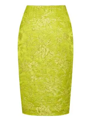Saint Laurent Brocade Midi Skirt - Yellow