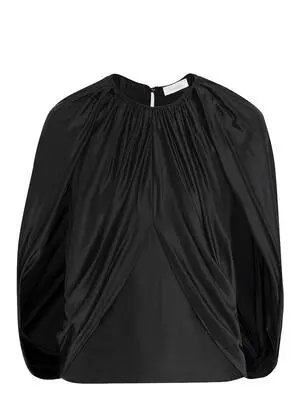 Rabanne Cape Effect Satin-jersey Top - Black