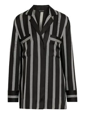 ANINE BING Anine Bing Lynette Striped Silk-Blend Satin Shirt