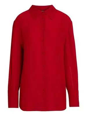 ANINE BING Bridget Silk-blend Crepe De Chine Shirt - Red