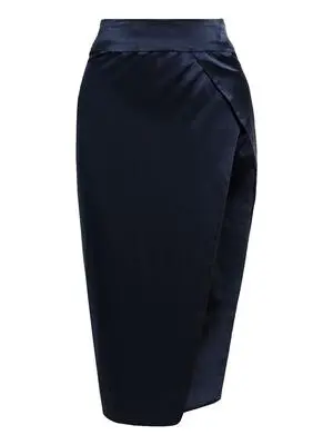 MICHELLE MASON Michelle Mason Silk-Satin Wrap Effect Midi Skirt