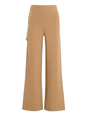 Rabanne Chain-embellished Merino Wool-blend Wide-leg Pants - Sand