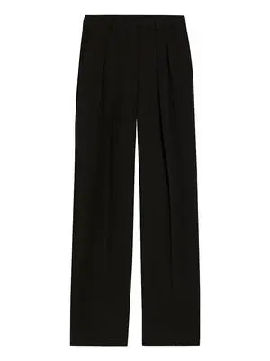 Sportmax Grain De Poudre Wide-leg Pleated Trousers - Black