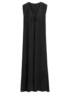 ANINE BING Constance Plissé Lyocell-blend Maxi Dress - Black