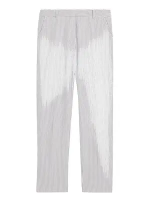 Max Mara Striped Cotton-blend Seersucker Slim-leg Pants - Blue