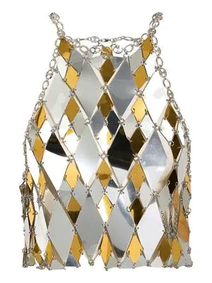 Rabanne Cropped Chainmail Halter Top - Silver