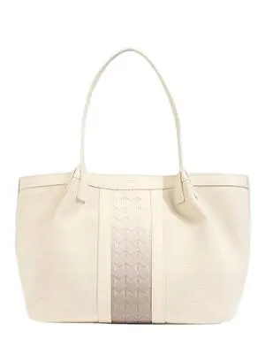 SERAPIAN Secret Canvas Tote With Leather Trims - Ecru