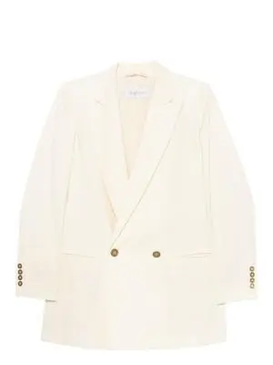 Max Mara Wool Double-breasted Jacket With Peak Lapels - White