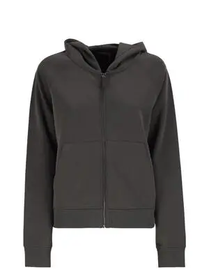 Max Mara Cotton Zip Hoodie With Embroidered Logo - Grey