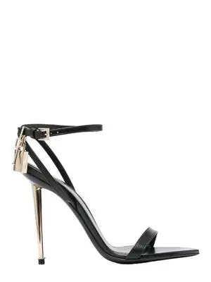 TOM FORD Padlock Leather Heel Sandals - Black