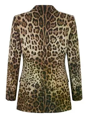 Dolce & Gabbana Leopard Print Double-breasted Blazer - Neutrals