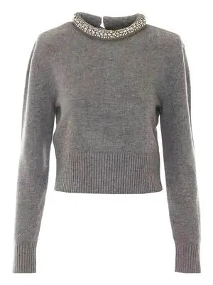 Pinko Berlino Crystal-embellished Sweater - Grey