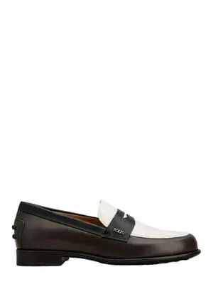 TOD'S Panelled Leather Loafers - Brown