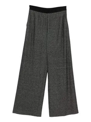 Liviana Conti Herringbone Pattern Wide Leg Trousers - Black
