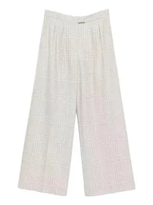 Liviana Conti Prince Of Wales Check Pleated Wide Leg Trousers - Neutrals