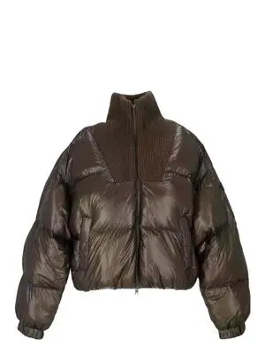 DIESEL® Quilted Jacket With Ribbed Funnel Neck - Brown