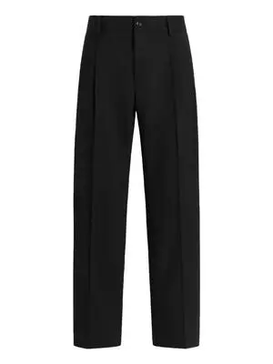 Dolce & Gabbana Wool Trousers With Double Pleat And Inserted Pocket Detail - Black