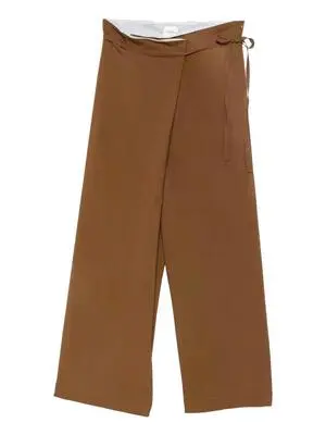 ALYSI Wrap Front Wide Leg Trousers - Brown