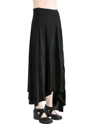 MARC LE BIHAN Marc Le Bihan Black Crinkled Asymmetric Maxi Skirt