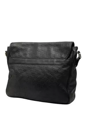 Gucci Embossed Leather Messenger Bag - Black