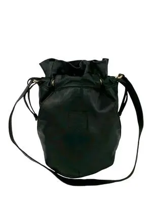 Celine Leather Triomphe Bucket Bag - Black