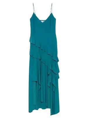 Moschino Ruffled Asymmetric Maxi Dress - Blue