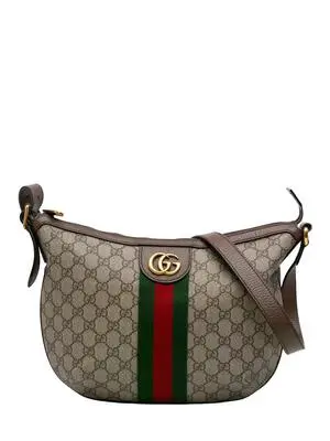 Gucci Ophidia Gg Supreme Web Half Moon Crossbody Bag - Neutrals