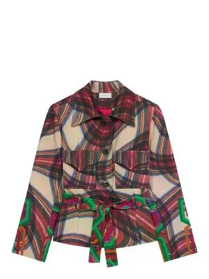 PIERRE-LOUIS MASCIA Belted Patchwork Jacket - Red