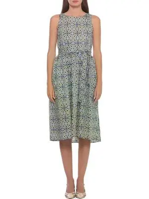 EMME Emmgestro Patterned Sleeveless Cotton Midi Dress - Blue