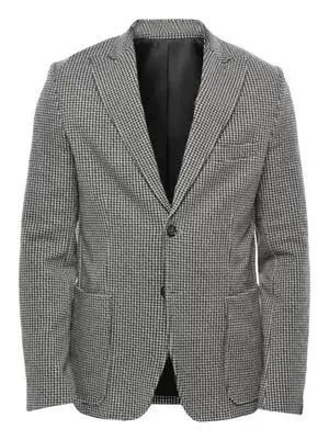 PAOLO PECORA Houndstooth-pattern Peaked-lapel Blazer - Grey