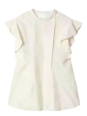3.1 Phillip Lim Ruffled Cap Sleeve Blouse With Flap Pockets - Neutrals