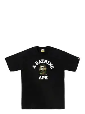 A BATHING APE Glitch Woodland Camo College T-shirt - Black