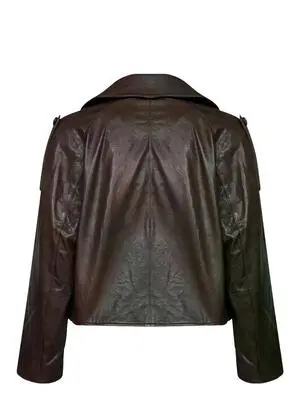 Max Mara Double-breasted Leather Jacket - Brown
