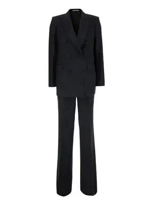 Tagliatore Double-breasted Peak Lapel Suit - Black
