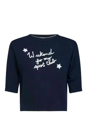 Max Mara Embroidered Crew Neck Sweater - Blue