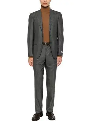 Canali Herringbone-pattern Wool Suit - Grey
