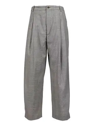 HED MAYNER Checked Pleated Trousers - Grey