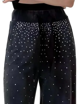 FRACOMINA Crystal Embellished Wide-leg Trousers - Grey