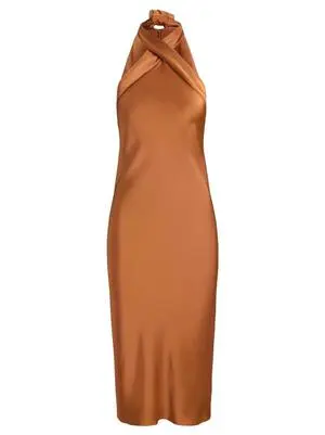 Ralph Lauren Halter Neck Midi Dress - Orange