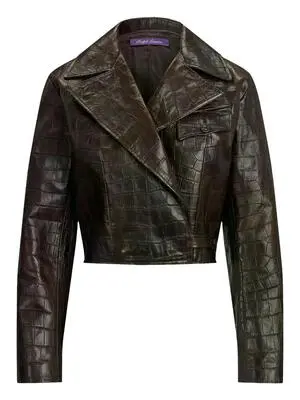 RALPH LAUREN Ralph Lauren Collection Jaxson Crocodile-Pattern Leather Jacket
