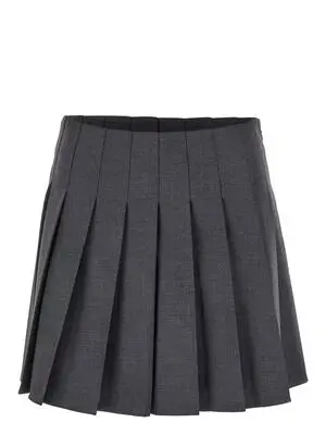 SELF-PORTRAIT Pleated Lace-trim Mini Skirt - Grey
