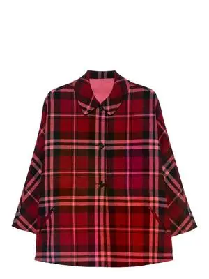 ALICIA AUDREY Clarissa Check-pattern Button-up Reversible Coat - Red