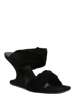 Rick Owens Cantilever Suede Sandals - Black