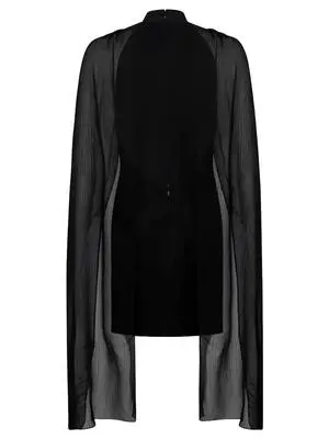 CAYET Farah Cape-detail Open-back Mini Dress - Black