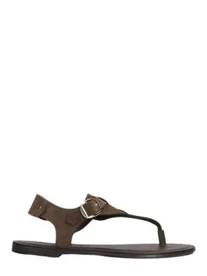 NICOLAS LAINAS Suede Buckle-fastening Thong Sandals - Brown