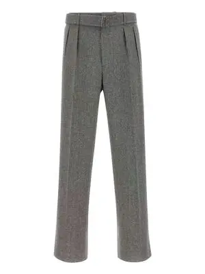 Tagliatore Tailored Trousers With Herringbone Pattern And Belt - Grey